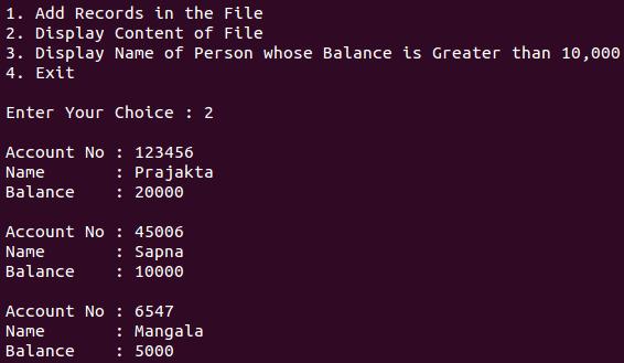 Create a file, add and display records - C++